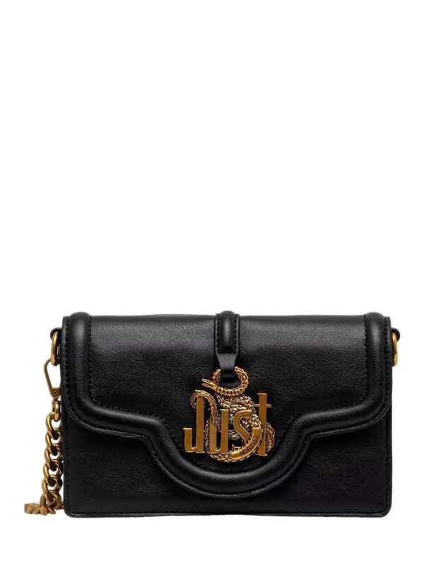 Just Cavalli Snake-plaque Chain-link Clutch Bag - Black
