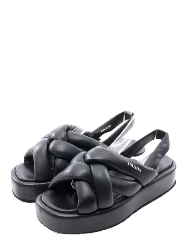 Prada 2000s Padded Crossover Sandals - Black