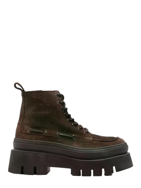 SUMMERY COPENHAGEN Suede Platform Ankle Boots - Brown