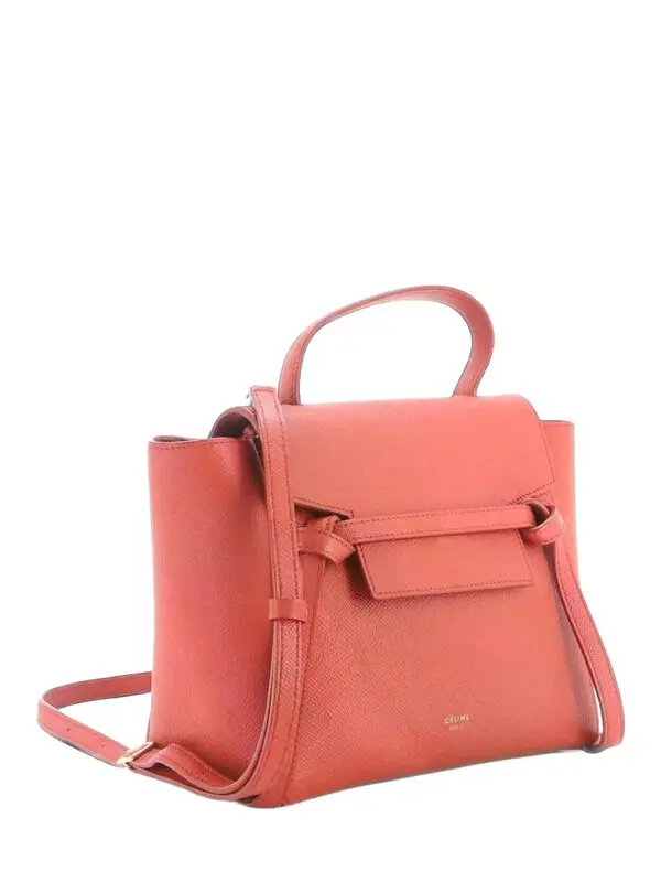 Celine Belt Bag Textured Leather Nano Shoulder Bag - Red
