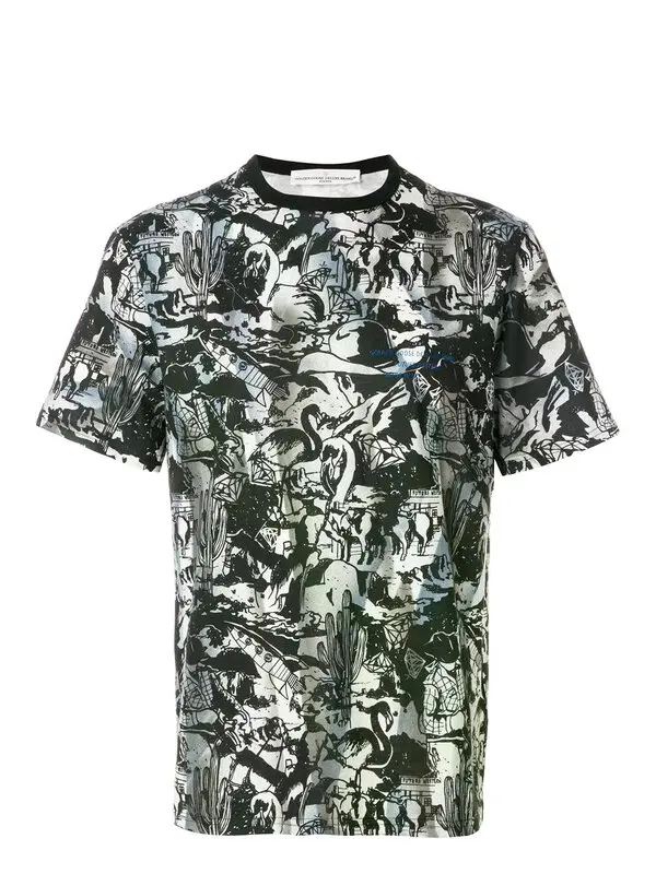 GOLDEN GOOSE Printed Fitted T-shirt - Black