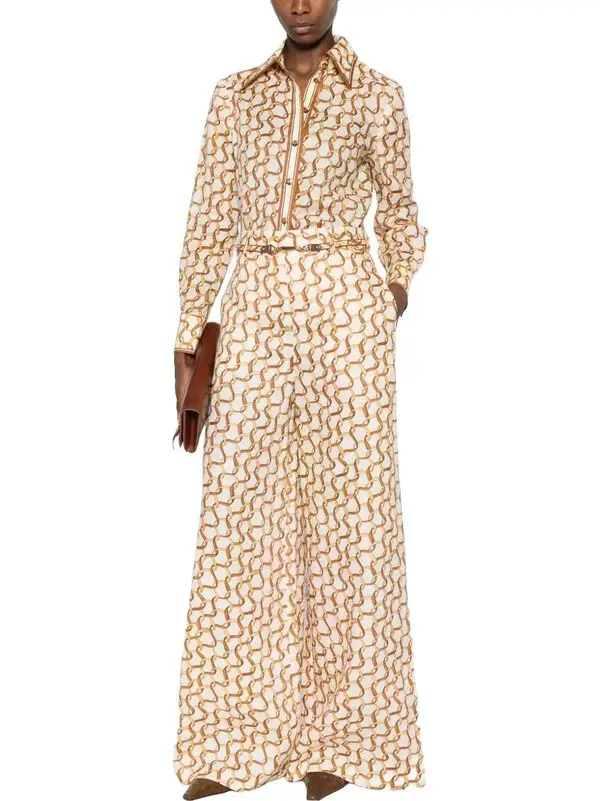 Zimmermann Chain-link-print Long-sleeve Shirt - Neutrals