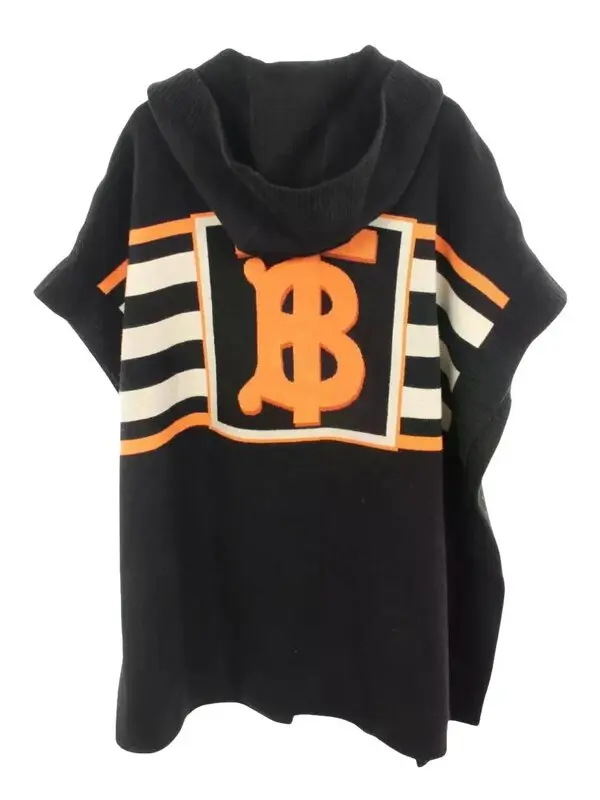 Burberry Tb-logo Hooded Poncho - Black