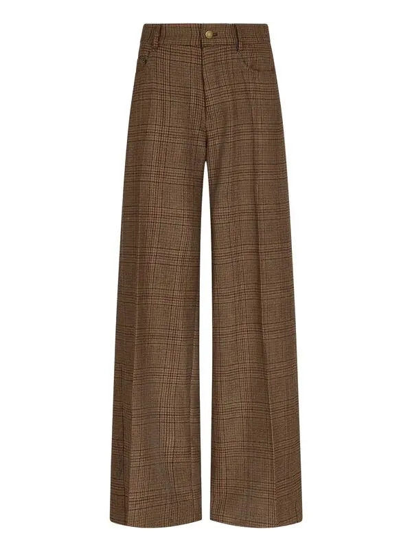 Serena Bute Wool Tweed Straight Leg Trouser - Brown