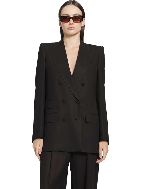 TOM FORD Light Virgin Wool Double-breasted Blazer - Brown