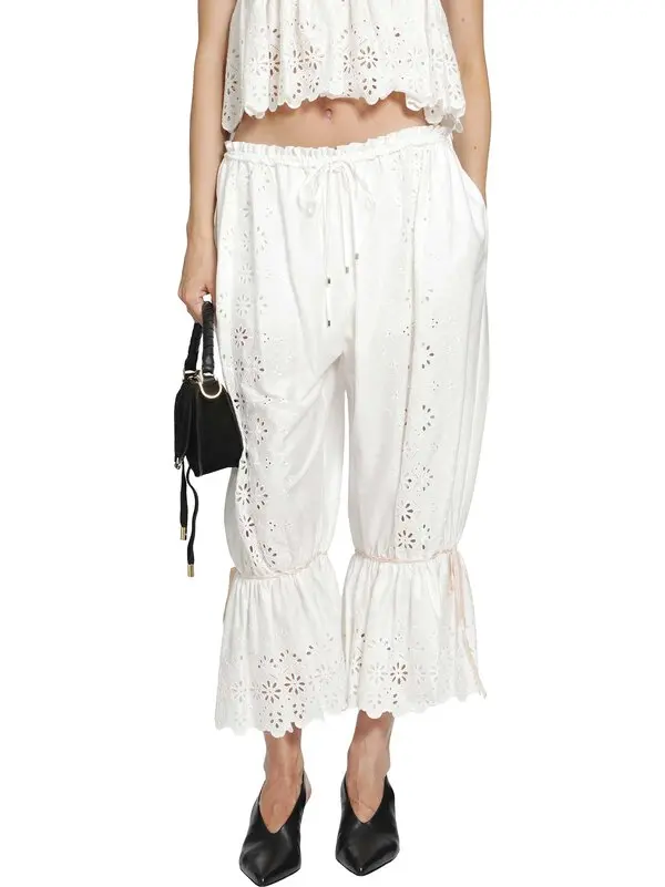 Chloé Cotton Fluid Drawstring Trousers - White