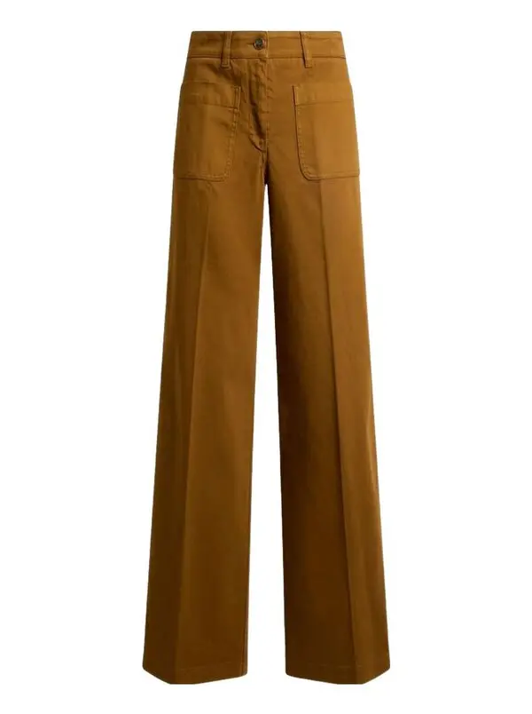 Etro Flared Denim Jeans With Pegaso Buttons - Camel