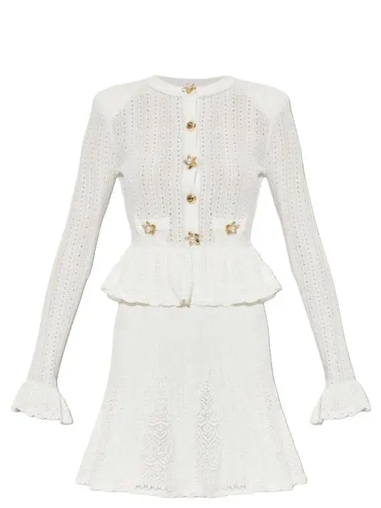 SELF-PORTRAIT Long-sleeved Dress - White