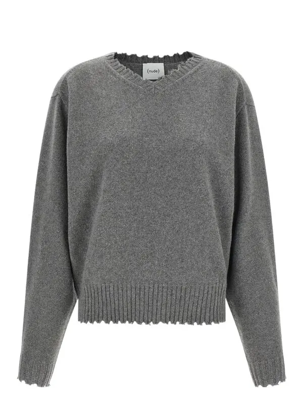 NUDE Fringed Hem Sweater - Gray