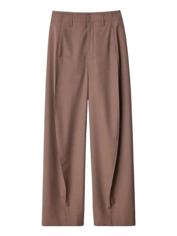 LEMAIRE Baggy Wool-blend Trousers - Nutmeg