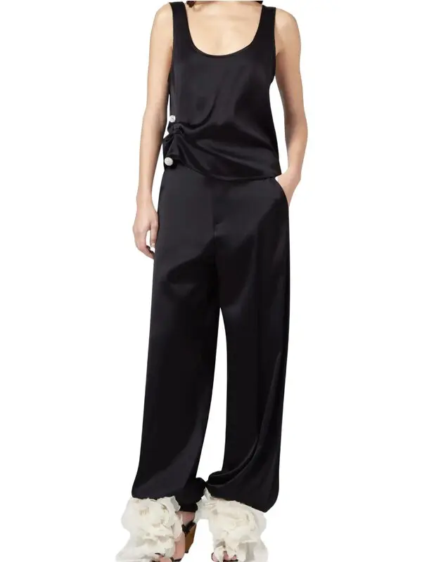 Giuseppe Di Morabito Satin Floral-detail Trousers - Black