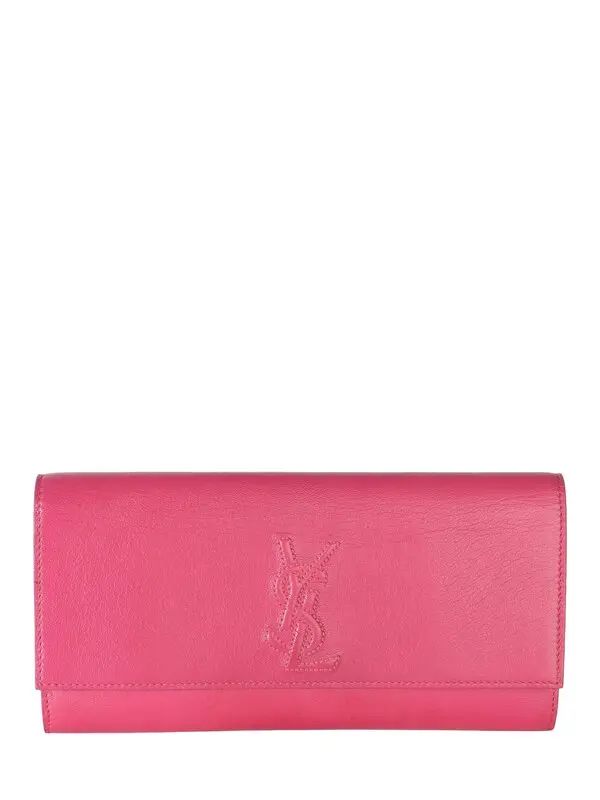 Saint Laurent Textured Calfskin Clutch - Pink