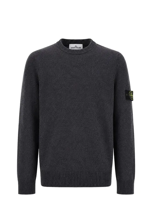 Stone Island Logo Patch Crewneck Sweater - Grey
