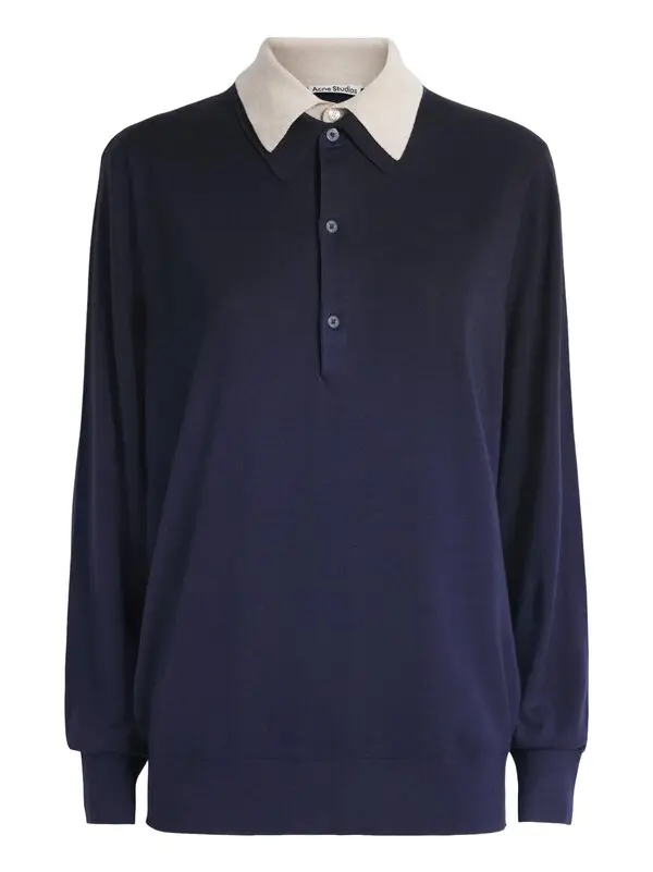 Acne Studios Silk-wool-cashmere Layered Polo Sweater - Navy