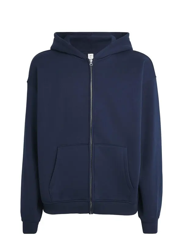 SKIMS Fleece Lounge Relaxed Zip-up Hoodie - Navy
