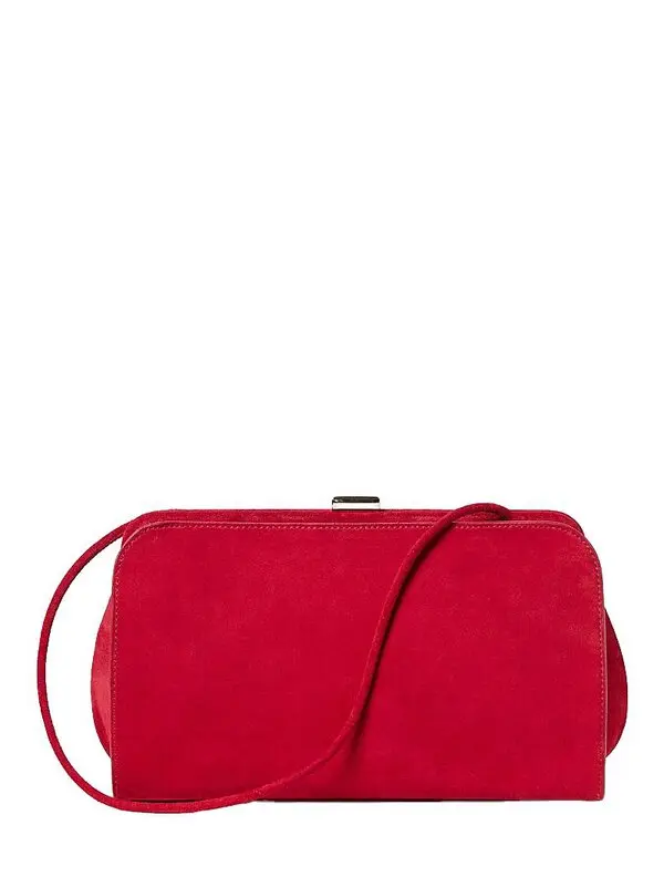 LOEFFLER RANDALL Zella Small Suede Clutch - Red