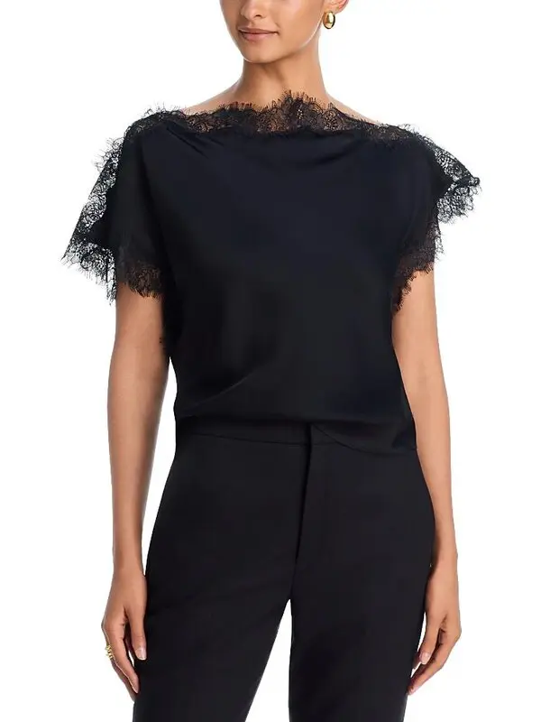 A.L.C. Luna Lace Trim Top - Black