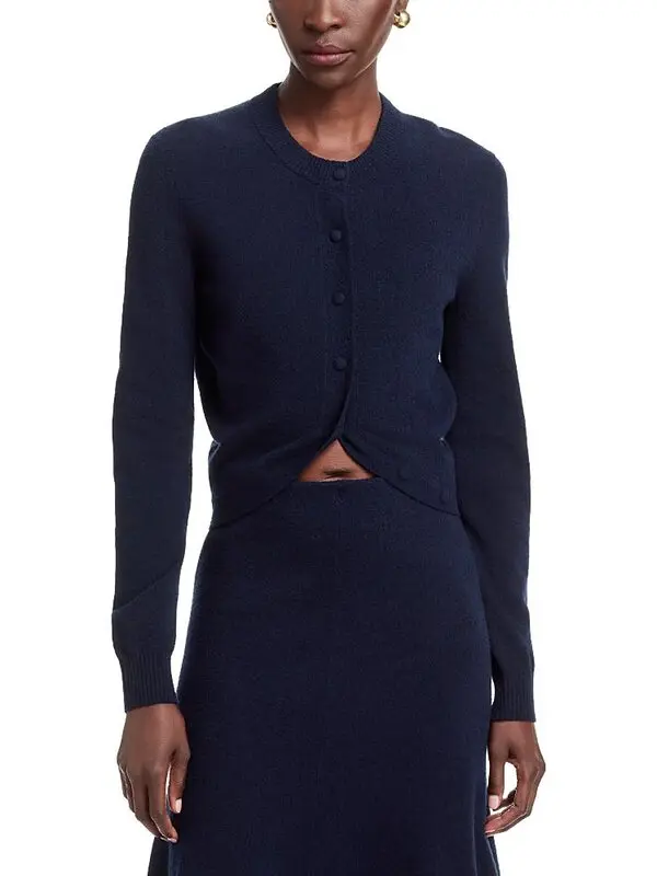 A.L.C. Solenne Curved Hem Button Front Cardigan - Navy