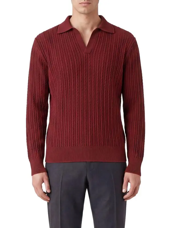 FERRAGAMO Cotton And Silk Knit Polo - Red