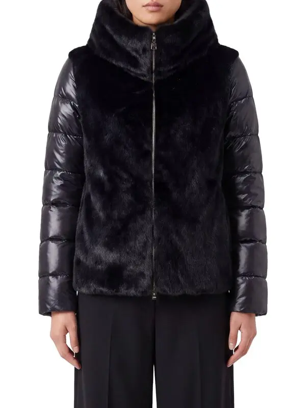 Herno Quilted Technical Fabric Short Down Jacket - Black