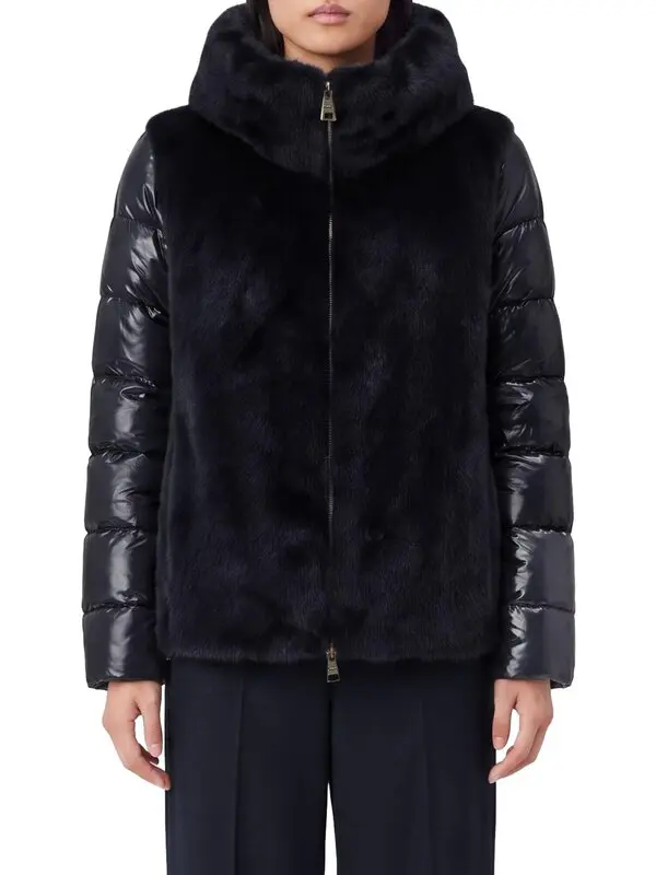 Herno Quilted Technical Fabric Short Down Jacket - Navy