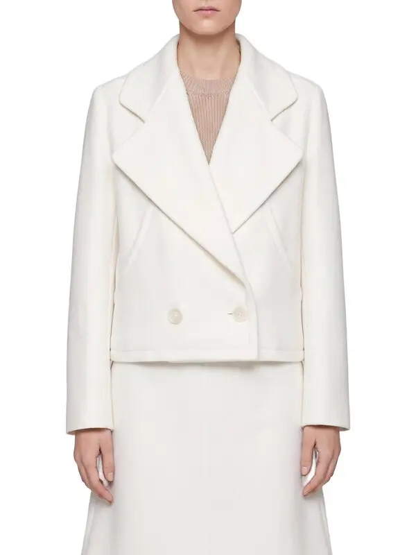 Stella McCartney Double-breasted Short Coat In Pure Wool With Classic Lapels - White