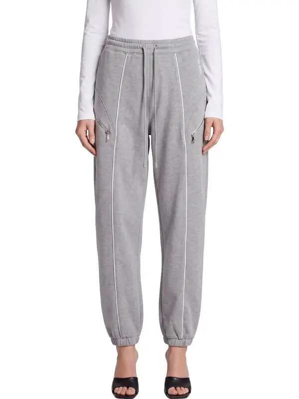 Attico Jersey Jogging Trousers With Elasticated Waist And Embroidered Logo - Grey
