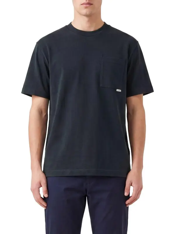 JIL SANDER Short-sleeved Cotton T-shirt With Patch Pocket - Blue