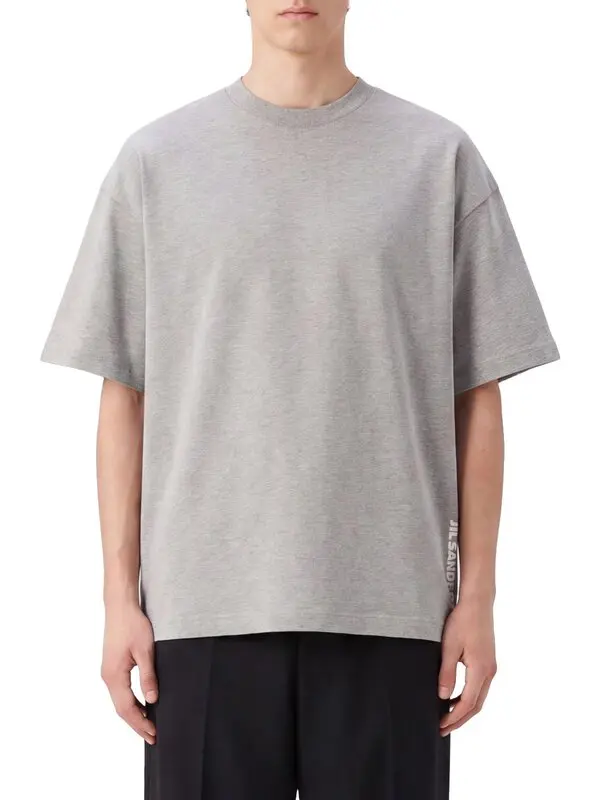 JIL SANDER Relaxed Fit Cotton T-shirt With Logo Print - Grey