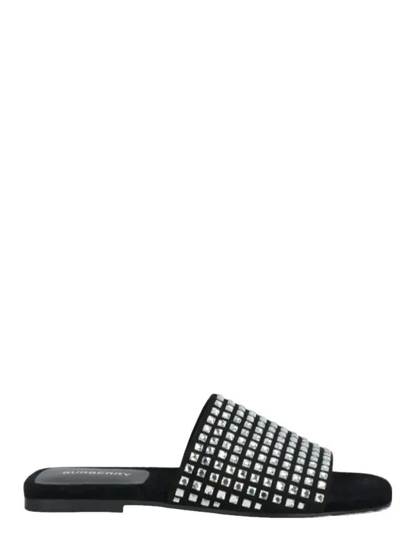 Burberry Rhinestone-embellished Flat Slides - Black
