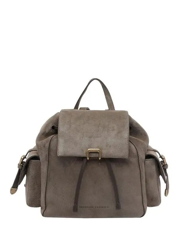 Brunello Cucinelli Suede Backpack - Grey