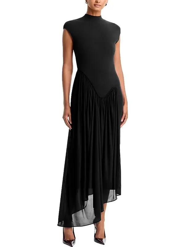 ET OCHS Francis Knit Combo Midi Dress - Black