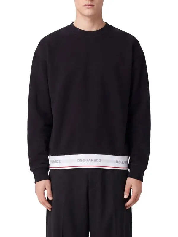 Dsquared2 Relaxed Fit Jacquard Logo Cotton Jumper - Black