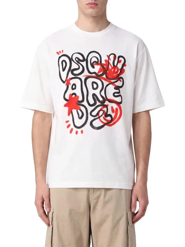 Dsquared2 Crew Neck Cotton T-shirt With Contrast Logo Print - White