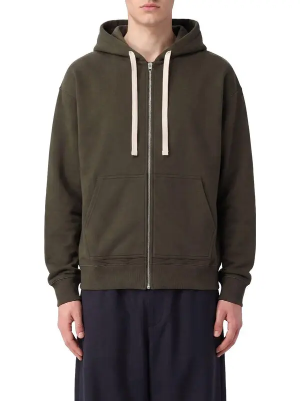 JIL SANDER Two-tone Pure Cotton Zip-up Hoodie - Green