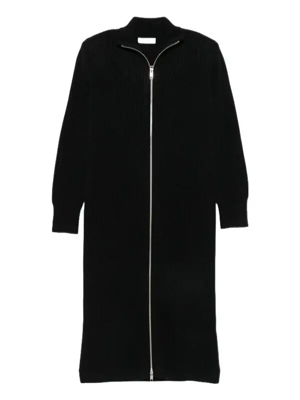 THE FRANKIE SHOP Zip-up Knit Long Coat - Black