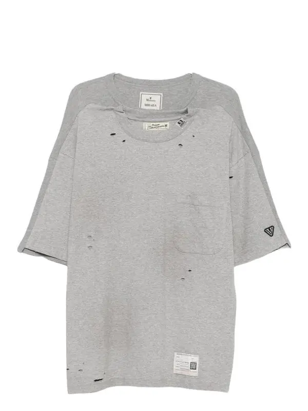Mihara Yasuhiro Distressed-effect Layered-detail T-shirt - Grey