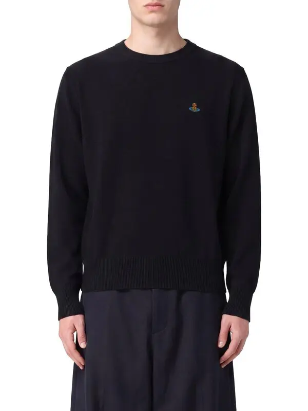 VIVIENNE WESTWOOD Cotton And Cashmere Short-sleeved Jumper With Orb Logo - Black