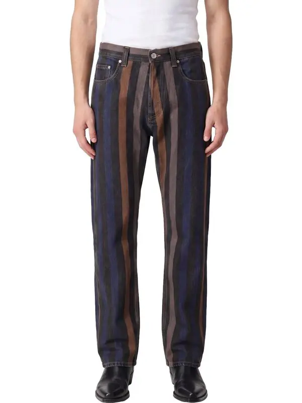 Versace Straight-leg Cotton Denim Jeans With Medusa Logo - Striped