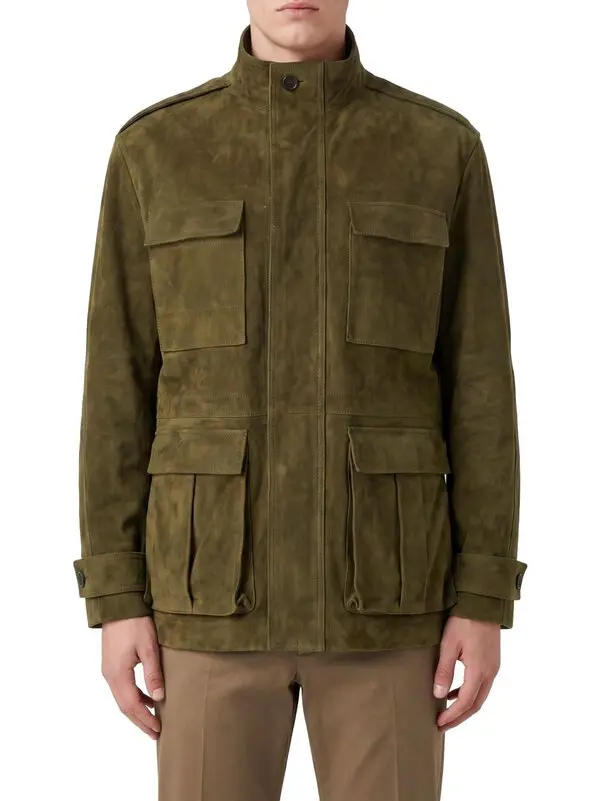 FERRAGAMO Suede Field Jacket - Olive