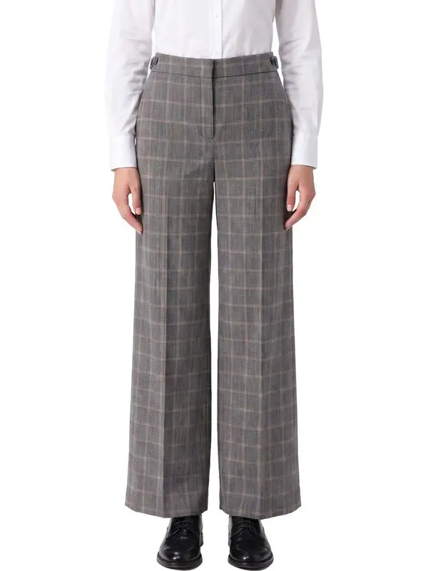 Stella McCartney High-waisted Check Wool Palazzo Trousers With Wide Leg - Grey