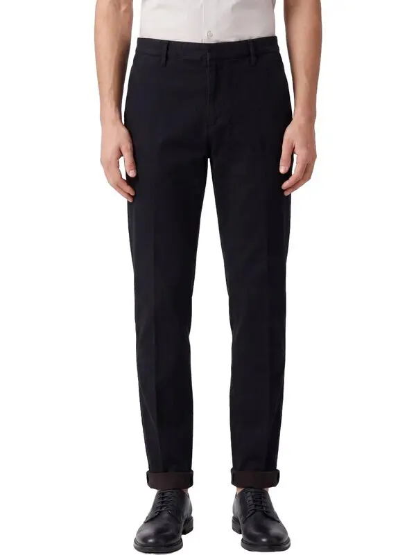 DONDUP Mid-rise Slim Fit Cotton Trousers With Turn-up Cuffs - Denim