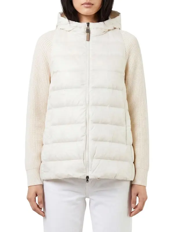 Brunello Cucinelli Quilted Technical Nylon Hooded Puffer Jacket - White