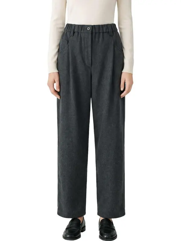 Brunello Cucinelli High-waisted Straight-leg Wool-blend Trousers - Grey