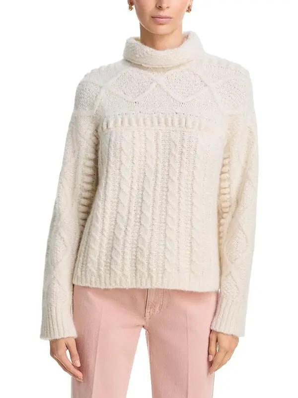 Guest In Residence Super Cloud Cashmere Silk Turtleneck Sweater - Cream