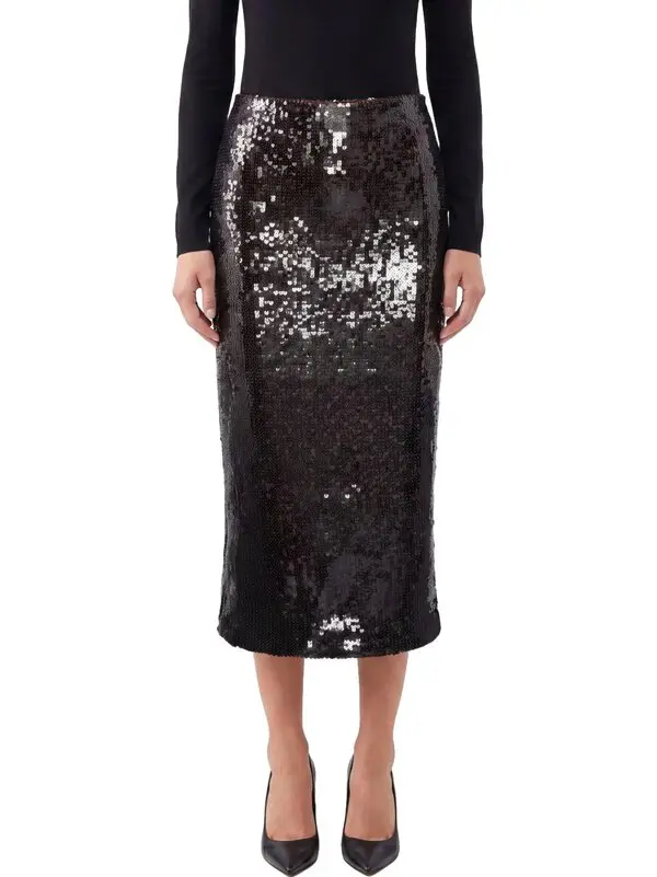 ROTATE BY BIRGER CHRISTENSEN Sequined Midi Skirt - Brown