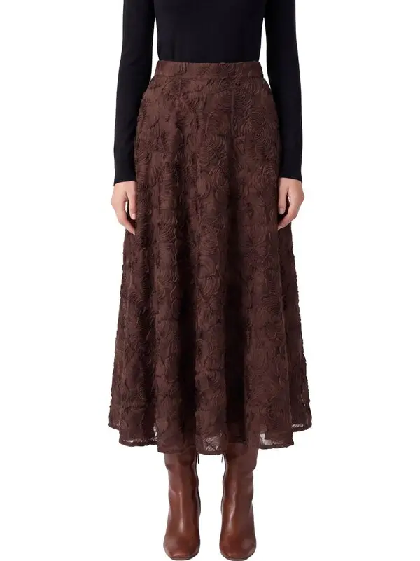 ROTATE BY BIRGER CHRISTENSEN Textured Midi Skirt - Brown