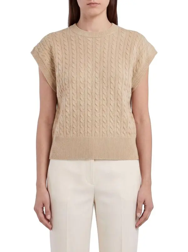Brunello Cucinelli Cable Knit Crewneck Sweater - Beige