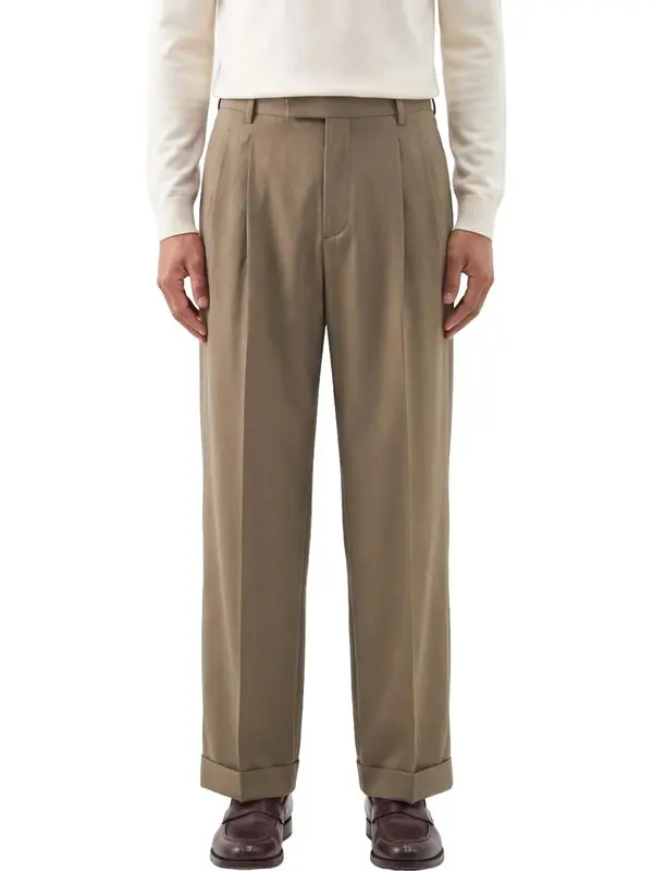 Valentino Garavani Pleated Wide-leg Trousers - Grey