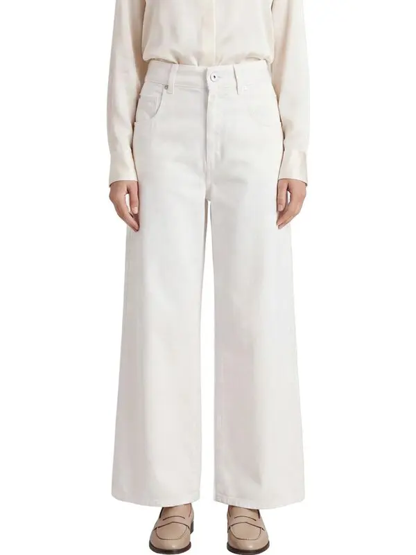 Brunello Cucinelli Mid-rise Wide Leg Cotton Denim Trousers - Ivory